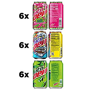 Mountain Dew 3 Flavor Major Melon Variety Pack (Major Melon, Spark (Rasp Lemonade), and Original Dew), 12 Fl Oz (Pack of 18)