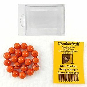 Wondertrail Orange Opaque 14mm Glass Marbles Pack of 20 WONGM019