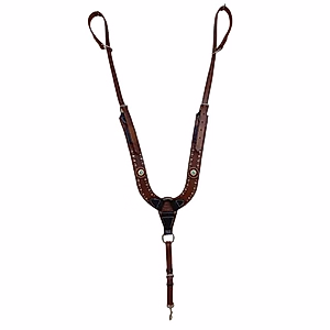 HR Saddlery Western Equine Pulling Collar Crystal Teal Conchos