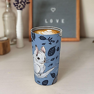 GHBNK Blue Chinchillas And Moon Travel Coffee Mug Stainless Steel Insulated Coffee Mug Double Wall Travel Coffee Cup Reusable Insulated Tumbler with Lid for Iced and Hot Drinks