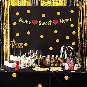 Home Sweet Home Gold and Red Glitter Banner – Funny Homecoming Party Decorations – Welcome Home Party Supplies, Ideas, and Gifts