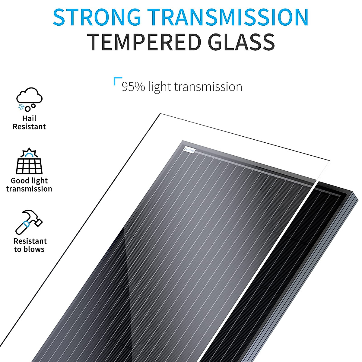 ACOPOWER 200 watt Solar Panels,High Efficiency Black PV Module Power 200W Mono RV Solar Panel for 12 Volt System,RV Marine Boat Cabin and Other Off Grid System