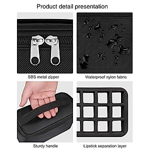 Lipstick Organizer Bag Lip Gloss Lip Balm Case Chapstick Holder Bag Makeup Artist Lipstick Bag With Compartment Cosmetic Bag Gift for Women(Black-21holder)