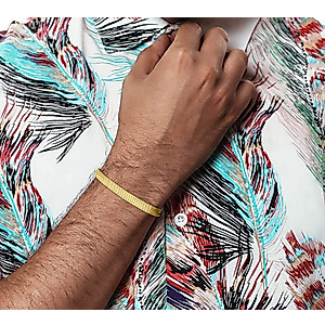 Savlano 18K Gold Plated 925 Sterling Silver Solid Italian Herringbone Magic Diamond Cut Link Chain Bracelet With Gift Box For Women & Men - Made in Italy (8, 4.5mm)