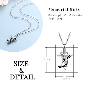 shajwo Cross Urn Necklace for Ashes for Women Men Dragonfly Cremation Jewelry Memorial Keepsake Ashes Pendant,Customize