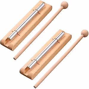 Yeshone 2 Set Hand Chimes for Classroom Meditation Chimes Bells Classroom Management Tools Chimes Instrument with Mallet for Meditation Yoga Prayer Teacher School(Wood Color, Single Tone)