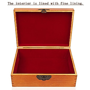 WINGOFFLY® Medium Wooden Treasure Box Trunk Box Stash Boxes for Jewelry Storage Cards Collection Gifts and Home Decoration, Blank