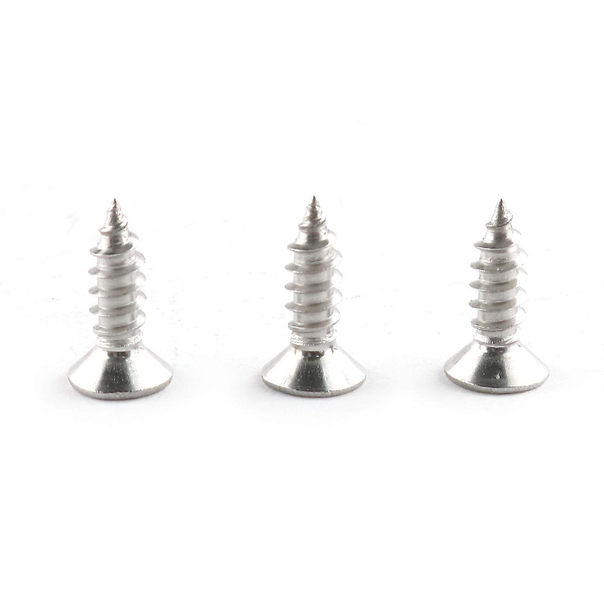 E-outstanding 100pcs #4 x 3/8" Phillips Wood Screw Stainless Steel 304 Flat Countersunk Head Self Tapping Screw, Silver Tone