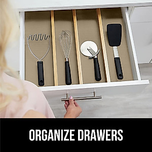 Gorilla Grip Drawer Liner and Smooth Drawer Liner, Shelf Liner Size 12x10, Bathroom Storage Shelves, Smooth Liner Size 17.5x20, Non Adhesive, Both in Beige, 2 Item Bundle