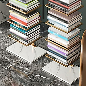 KWOKING Modern Open Back Bookshelf Vertical Shelf Bookcase Nordic Invisible Bookshelf Shelf Floor Wall Bedroom Suspension Simple Bookcase Small Apartment Bookshelf Gold 13.8" L x 9.8" W x 59" H