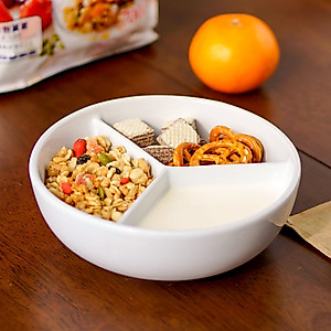 Cinf Ceramic Cereal Bowl 3 Section Separate Milk Keeps Fresh Crunchy Microwave Safe Anti Soggy Ice Cream Topping Yogurt Fries Ketchup Soup Salad Dessert Bowls Gifts