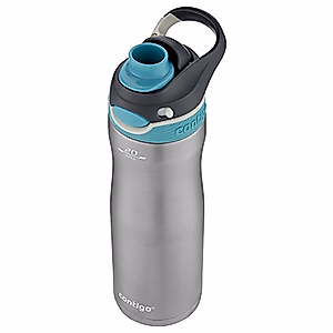 Contigo AUTOSPOUT Chug Chill Vacuum-Insulated Stainless Steel Water Bottle, 20 oz., Scuba Lid, SS/Scuba