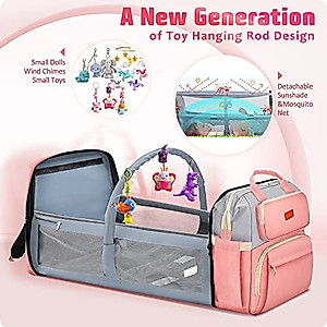 Bubblbay Pink Diaper Bag Backpack, 16 Large Pockets Multifunctional Portable Baby Travel Bags for Boys Girls, 900D Waterproof Baby Diaper Bag