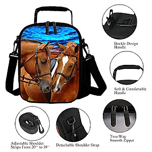 7-mi Kids Lunch Bag Reusable 3D Design Snack Shoulder Bags with Zipper Online Insulated Thermal Girls Boys Lunch Tote Bags Cooler Box for Picnic(Horse)