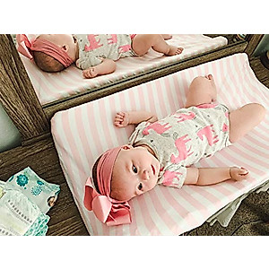 Premium Baby 4 Pack Girl Pure Jersey Machine Washable Pink and White Changing Table Cover – Diaper Changing Pad Cover Sheets