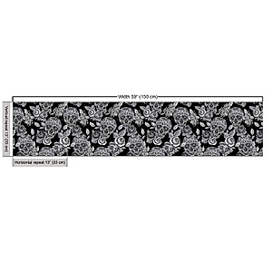 Lunarable Gothic Fabric by The Yard, Composition of Skeleton Skull Heads and Flowers Dark and Scary Details, Decorative Fabric for Upholstery and Home Accents, 1 Yard, Grey Charcoal
