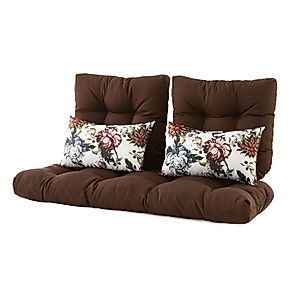 ARTPLAN Outdoor Cushions Loveseat All Weather Chair Cushions Bench Cushions Set of 5 Wicker Tufted Pillow for Patio Furniture