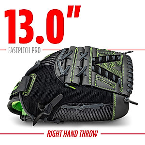Franklin Sports Softball Glove - Windmill Fastpitch + Slowpitch Softball Glove - Green Softball Mitt - Right Hand Throw Adult + Youth - 13", Lime