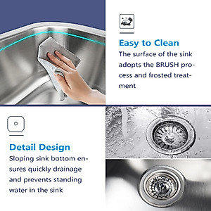 Kitchen Sinks, Oxwiser 30 inch Undermount Kitchen Sink, Single Bowl Kitchen Sink 16 Gauge Stainless Steel Sink, Fits 33" Cabinet