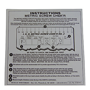 Screw Chek'r Metric Screw Thread Size Gauge No. 2 (8MM to 14MM) 1/8 Inch Heavy Gauge Steel Screw Checker, Made In USA, chrome, 02130