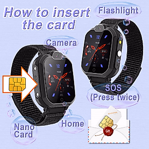 Volga 4G Kids Smart Watch for Boys Girls,Kids Smart Watch with GPS Tracker SIM Card WiFi Voice Video Call Pedometer Camera SOS Alarm Clock Touch Screen,Smart Watch for Kids Age 4-15 Gifts(Black)