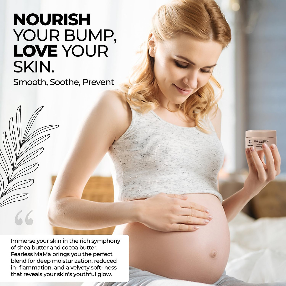 Fearless MaMa Stretch Mark Prevention Belly Butter for Pregnancy - 100% Natural Loaded With Ingredients That Nourish & Moisturize. Stretch Marks & Scars Defense (Unscented)