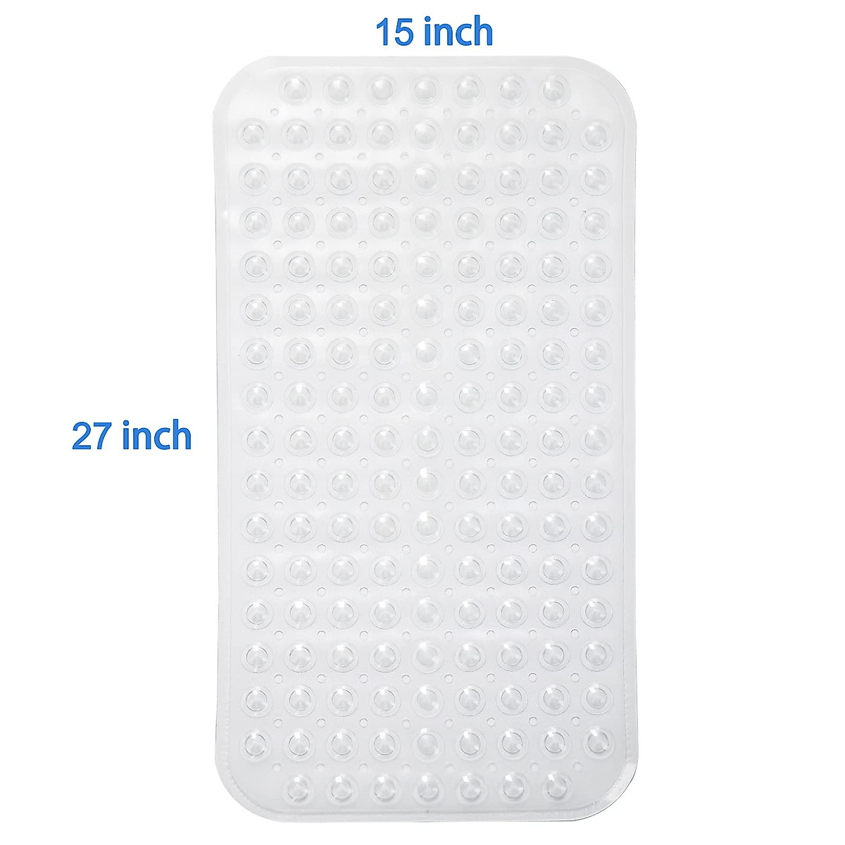 AmazerBath Shower Mat Non Slip, Medium Size 27.6 x 15 Inches Bath Mat for Tub with Suction Cups and Drain Holes, Bathtub Mat Bathroom Tub Mat Machine Washable (Clear)