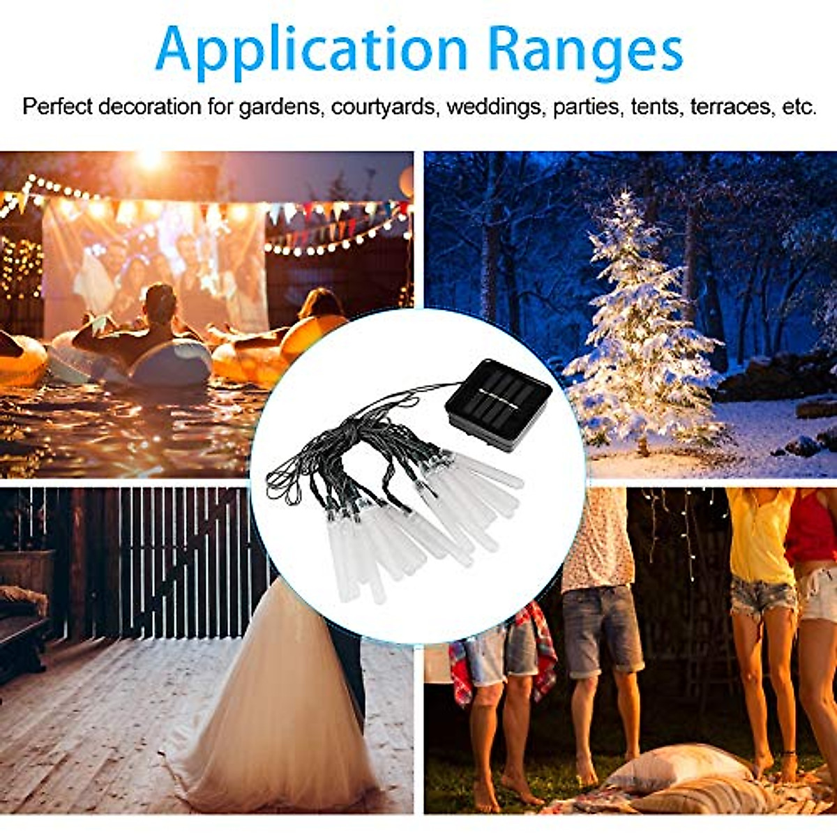 Pinsofy Outdoor Solar Lights String, Constant Light and Flashing Effect Solar String Lights Outdoor for Garden for Home Decoration for Wedding Party(Blue)