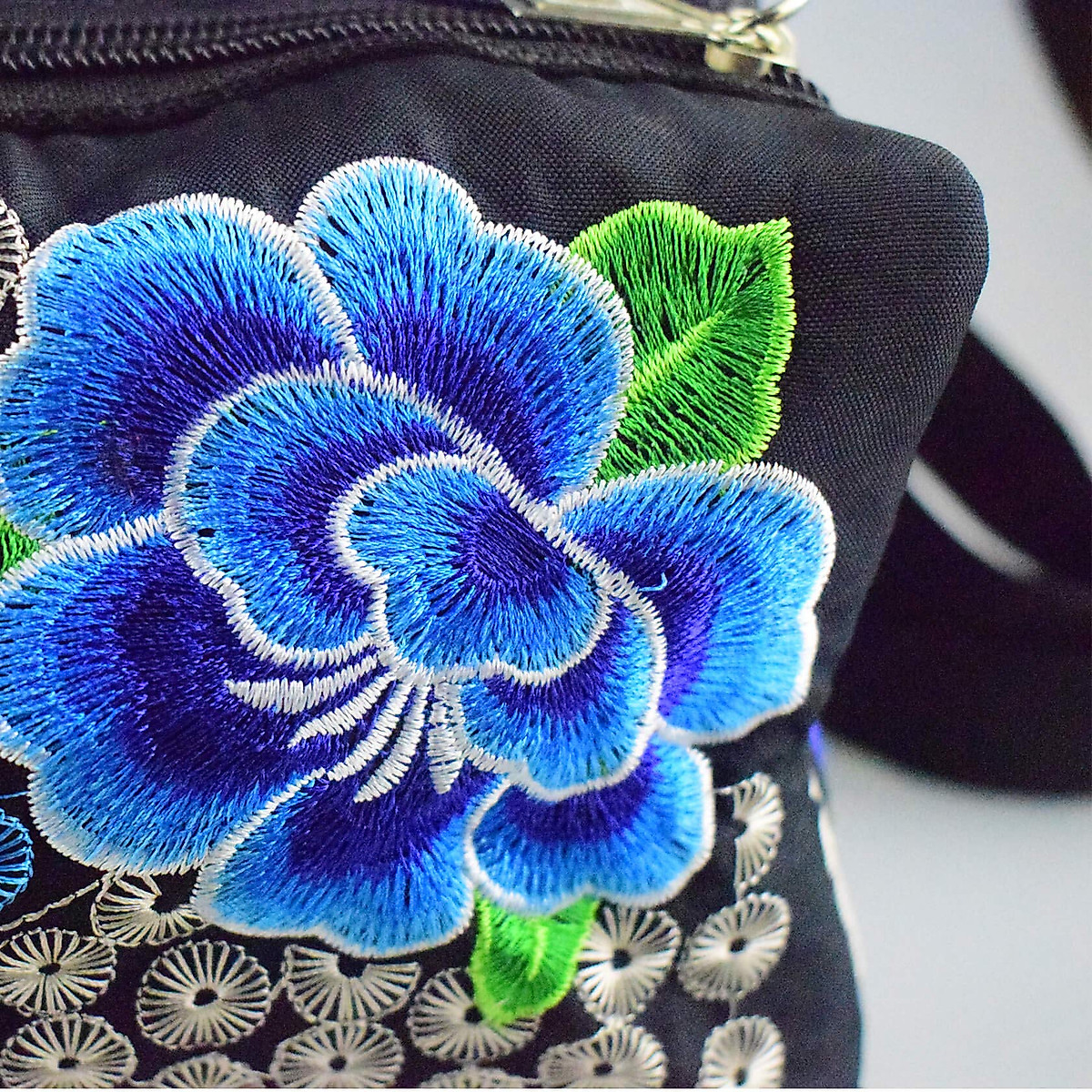 Handmade Embroidered-Cute Mini Canvas-Crossbody Bag Coin Purse Cell phone Pouch for Women (apple violet)