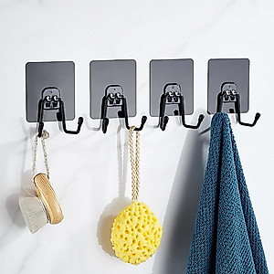 DASITON Large Adhesive Hooks 22Ib(Max) Utility Hooks Double Hook Towel and Coats Hooks,for Home Kitchen Bedroom Bathroom Office Ceiling (8Pack)