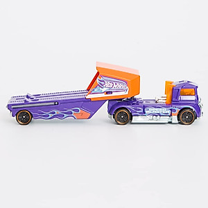 Hot Wheels Speed Blaster Vehicle - Purple and Orange ~ Semi-Truck with Detachable Trailer