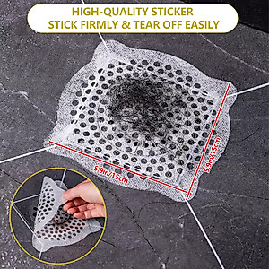 40 PCS Disposable Shower Drain Hair Catcher Mesh Stickers, Disposable Square Hair Drain Catcher, Floor Drain Covers Sticker for Bathroom, Laundry, Bathtub, Kitchen, Sink