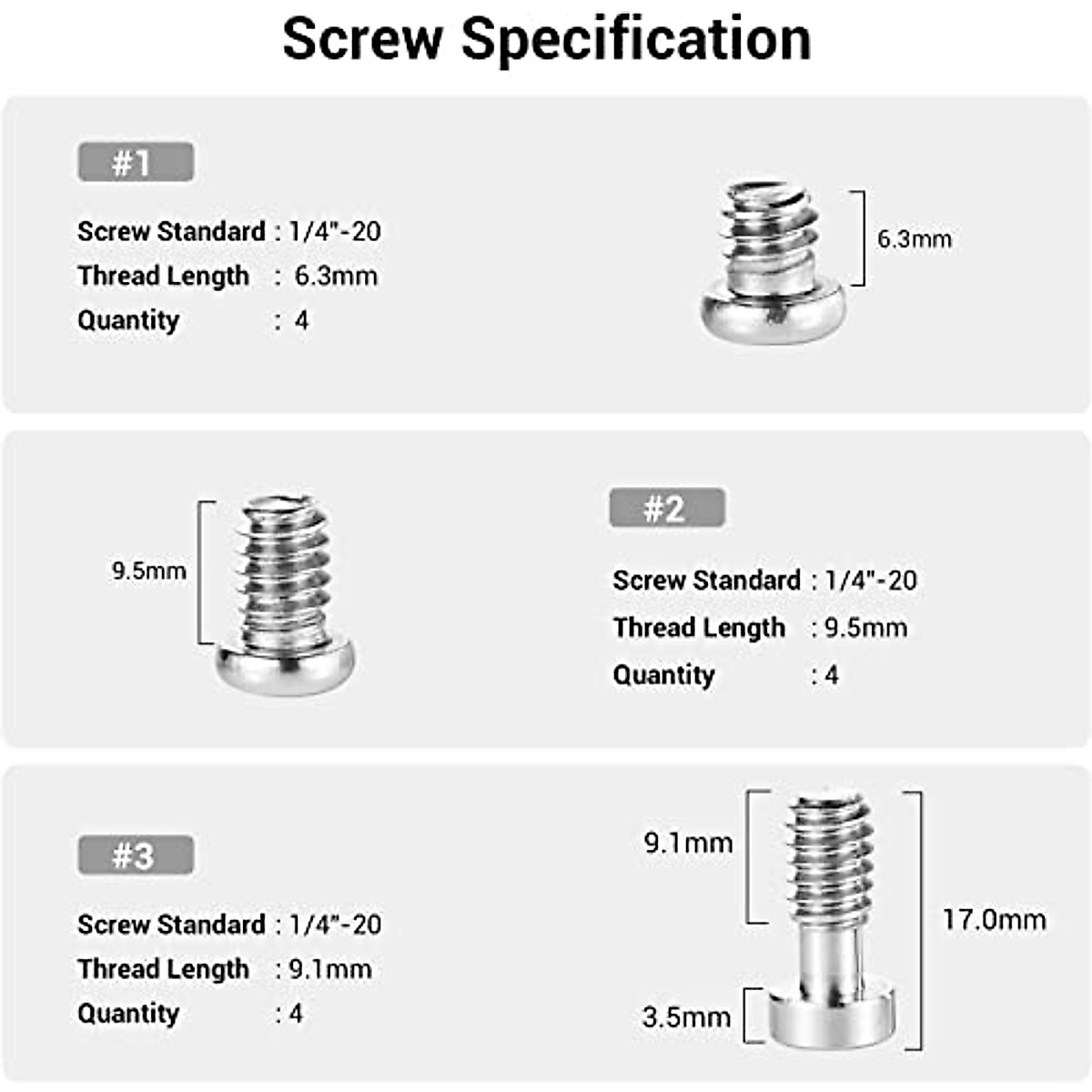 SMALLRIG Allen Wrench Screw 1/4" Screws Accessories Tool (12pcs/Pack) - 1713