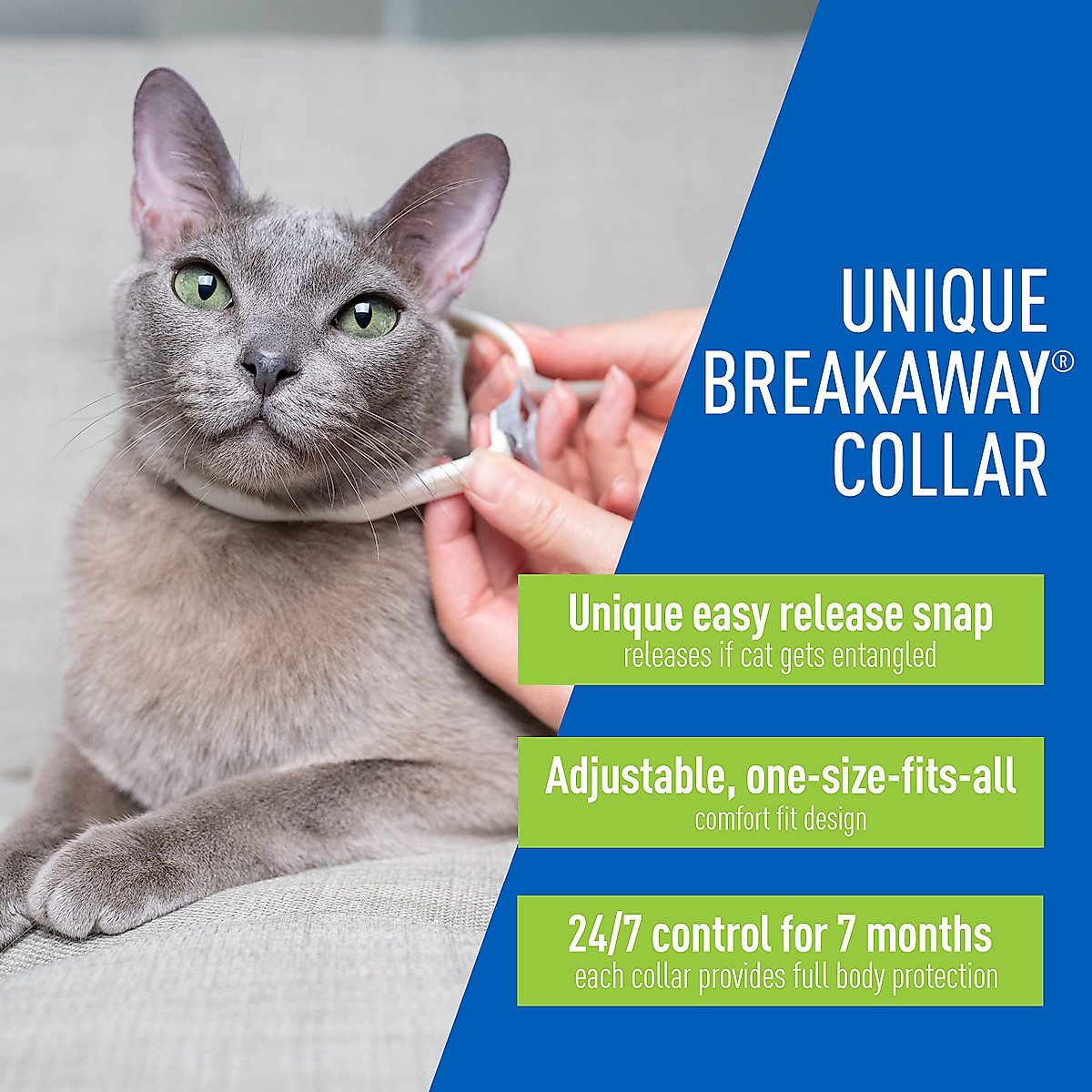 Adams Plus Flea & Tick Collar for Cats | Breakaway Collar | 1 White Collar | 7- Month Protection | Kills & Repels Fleas, Flea Eggs, Flea Larvae and Kills Ticks, Tick Nymphs, and Tick Larvae