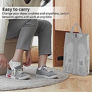 Creechwa Shoe Bags for Travel, Waterproof Shoe Storage Packing Organizer with Zipper and Handle, Translucent Shoe Pouch for Women and Men (Grey 3 PCS)