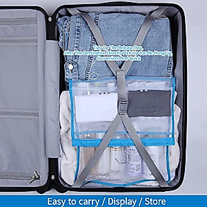 GUMQDD 6 Storage Pockets Hanging Mesh Shower Caddy,Bringing hooks can save bathroom space and fast drying,Ideal for gyms, college dorms, RV bathrooms, travel and pool locker rooms (Blue)