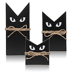 3 PCS Wooden Black Cats Decor, Spooky Cat Theme, Halloween Tiered Tray Decor, Farmhouse Halloween Tiered Tray and Mantle Decoration, Fall Accent, Wood Sign Rustic Style, Halloween Decoration Indoor