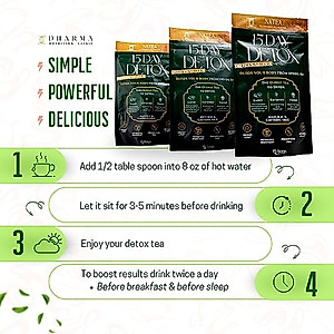 Dharma Nutrition Detox Tea 15 Day Natural Cleanse - Organic, Digestive Tea, CCF Tea, Supports Metabolism, Helps Bloating, Improves Skin & Hair, Decaf Tea, Natural Herbs, All Natural