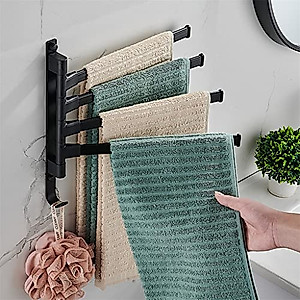 n/a Bathroom Aluminum Towel Rack Rail Holder Black Swivel Rotating Hand Towel Bars Racks Wall Hanger Fixture Space Saving Hardware (Color : 3, Size