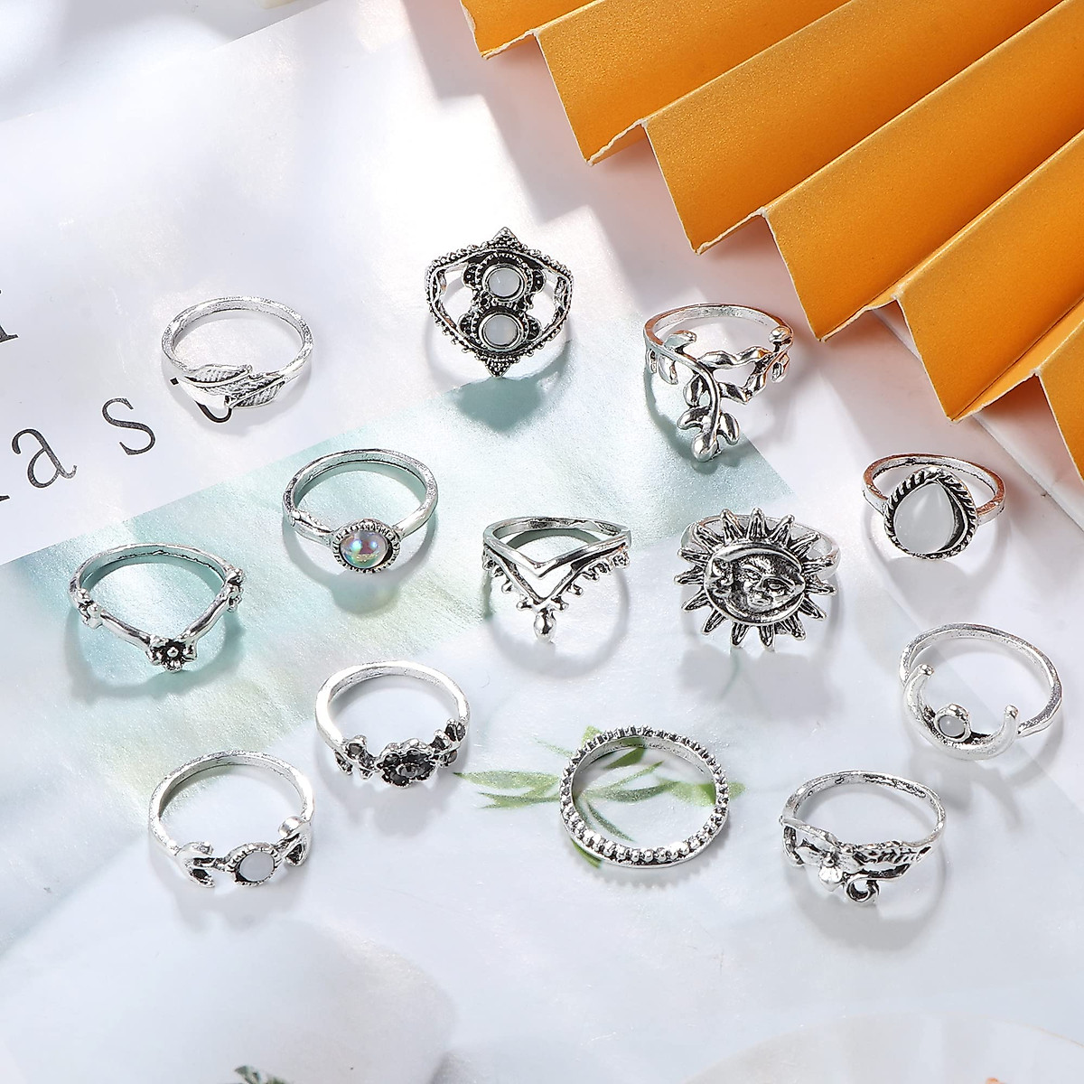 JOERICA 92Pcs Knuckle Rings Set for Women Vintage Boho Aesthetic Rings Pack Stackable Midi Joint Finger Rings Gold and Silver Tone Rings for Women Set