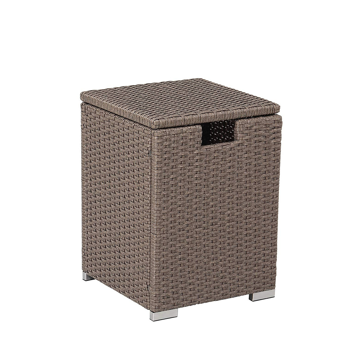 COSIEST Outdoor Hideaway Wicker Grey Tank Table for Gas Fire Pits, Hides Standard 20 Gallon 16-inch Propane Tank Cover