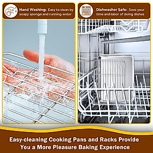 P&P CHEF Toaster Oven Tray and Rack Set, Stainless Steel Baking Pan with Cooling Rack, Fit Your Small Oven & Single Person Use, Non Toxic & Easy Clean