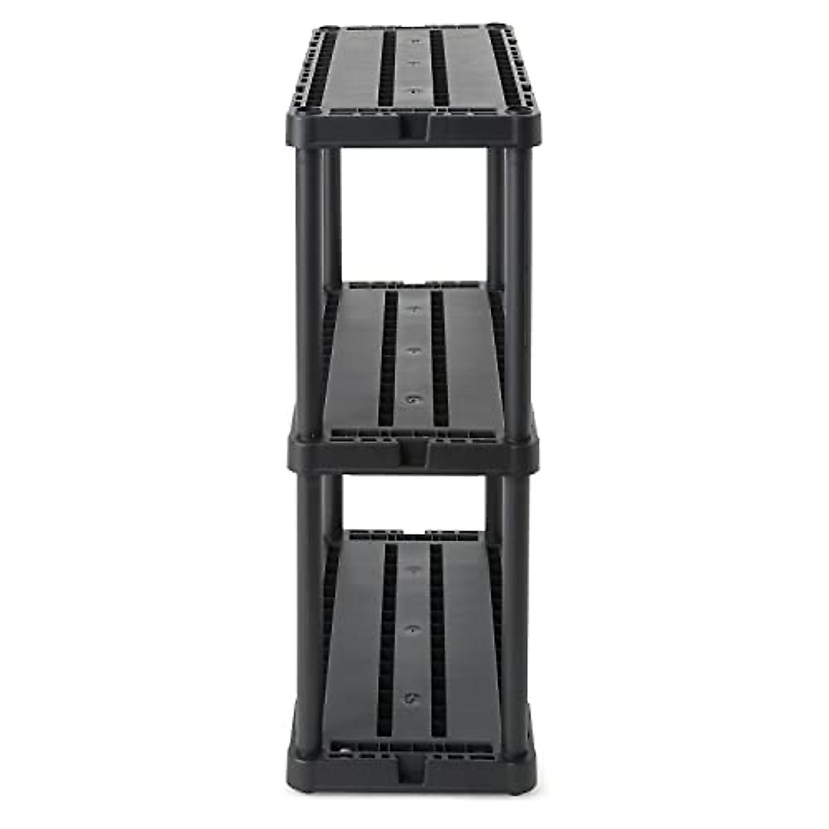 Gracious Living 3 Shelf Knect-A-Shelf Solid Light Duty Storage Unit 24 x 12 x 33 Organizer System for Home, Garage, Basement, and Laundry, Black