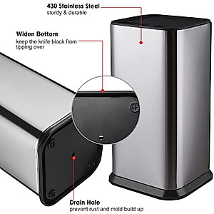 Universal Knife Block Holder, Stainless Steel Knife Stand Without Knives, with Scissors Slot, Detachable for Easy Cleaning