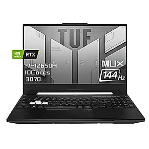 ASUS 2022 Newest TUF Dash 15.6" FHD 144Hz Gaming Laptop – Intel Core i7 12650H (10 Cores) - DDR5 - RTX 3070 MUX– Thunderbolt 4, WiFi 6, Win11, Black, w/HDMI (32GB RAM | 2TB PCIe SSD)