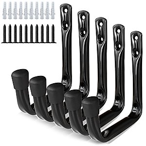 Dreecy J Utility Hooks For Hanging Heavy Duty Garage Storage Utility Hooks For Garage Wall, Color Black, 5 Pack