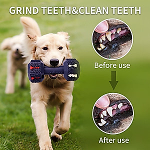 RongHousing Dumbbell Dogs Toys for Aggressive Chewers: Puppy Chew Toys with Bacon Milk Flavored - Interactive Dog Toys for Medium Small Breed.(Large, Blue)