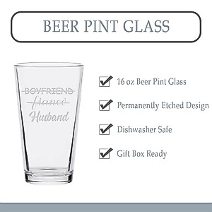 Veracco Boyfriend Fiance Husband Beer Pint Glass Funny Meaningfull Daddy Hubby Husband Gifts From Wife