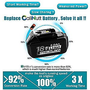 【Upgrade】 CaliHutt 2 Pack 18V 6000mAh Replacement Battery for Makita 18V Battery with LED Indicator BL1830 BL1850 BL1840 BL1845 BL1815 BL1820 BL1860B LXT-400 Cordless Power Tools Lithium-ion Battery