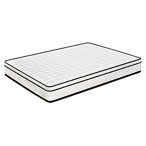 EDOW 10 Inch Innerspring and Memory Foam Hybrid Mattress, Multilayer Design, Quilted Pillow Top,Medium Firm. (White, Queen)